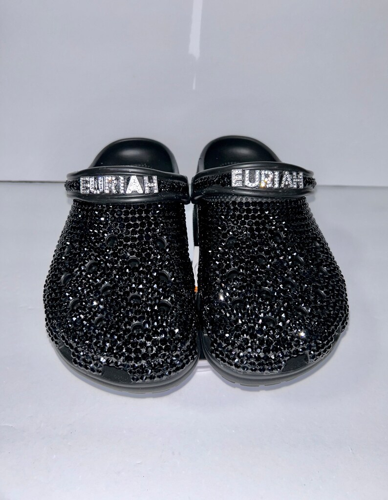 Custom Adult Bling Crocs | Black With Name or Words - Etsy