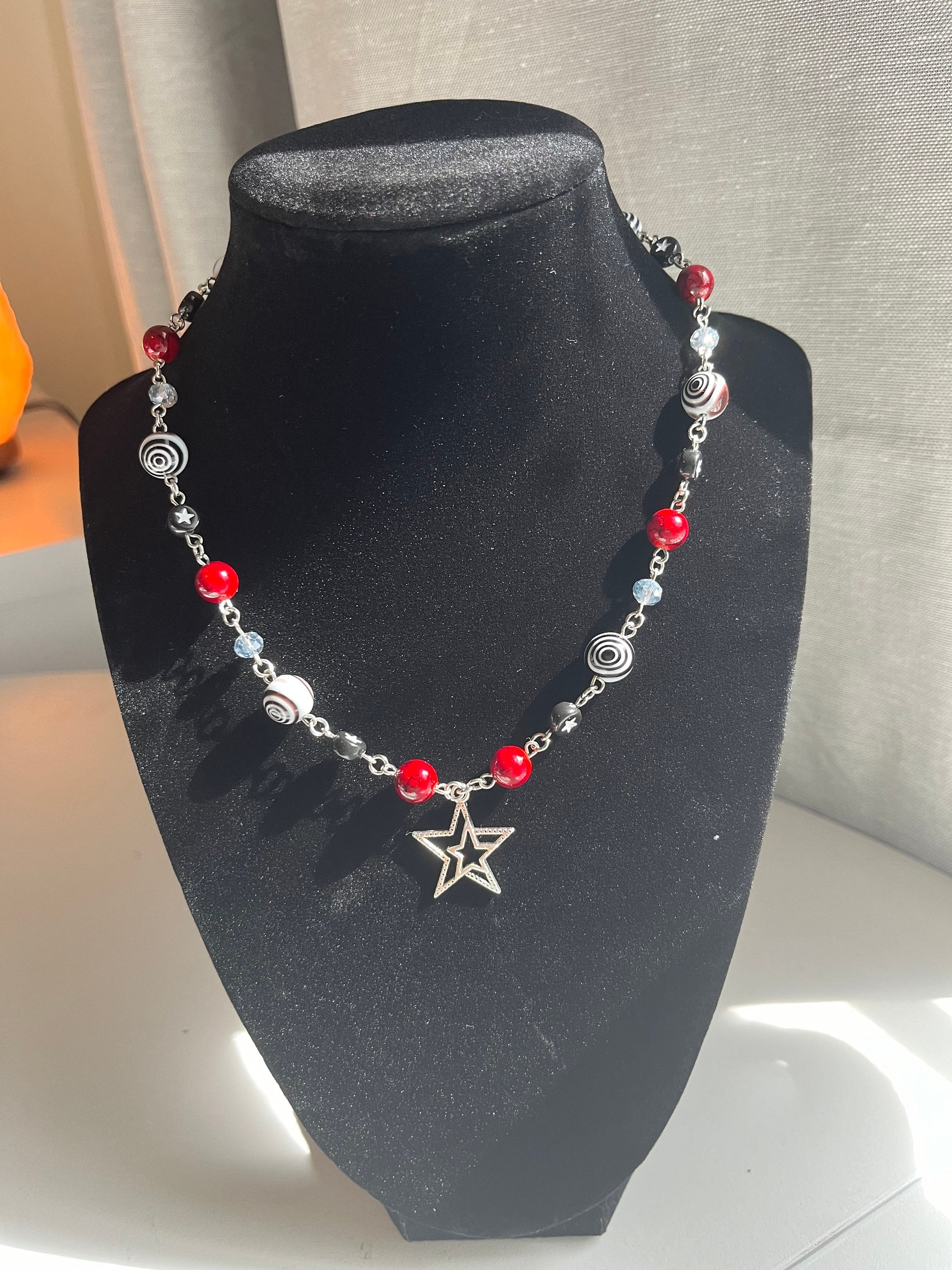 Swirly Dark Red Rockstar Girlfriend Inspired Necklace - Etsy