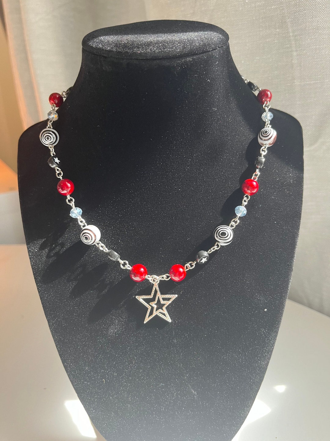 Swirly Dark Red Rockstar Girlfriend Inspired Necklace - Etsy