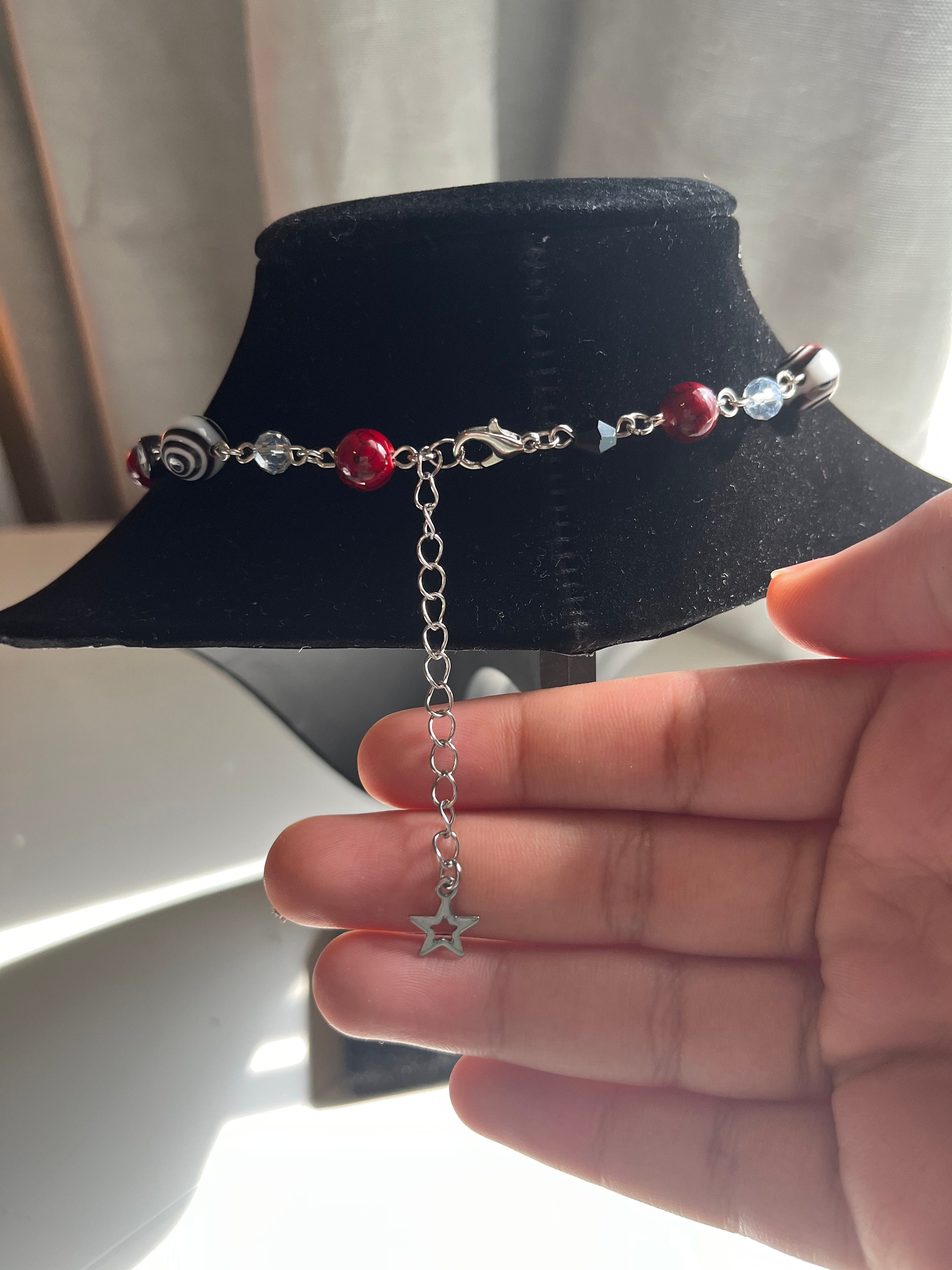 Swirly Dark Red Rockstar Girlfriend Inspired Necklace - Etsy