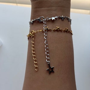 Silver and Gold Star Chain Link Bracelet - Etsy