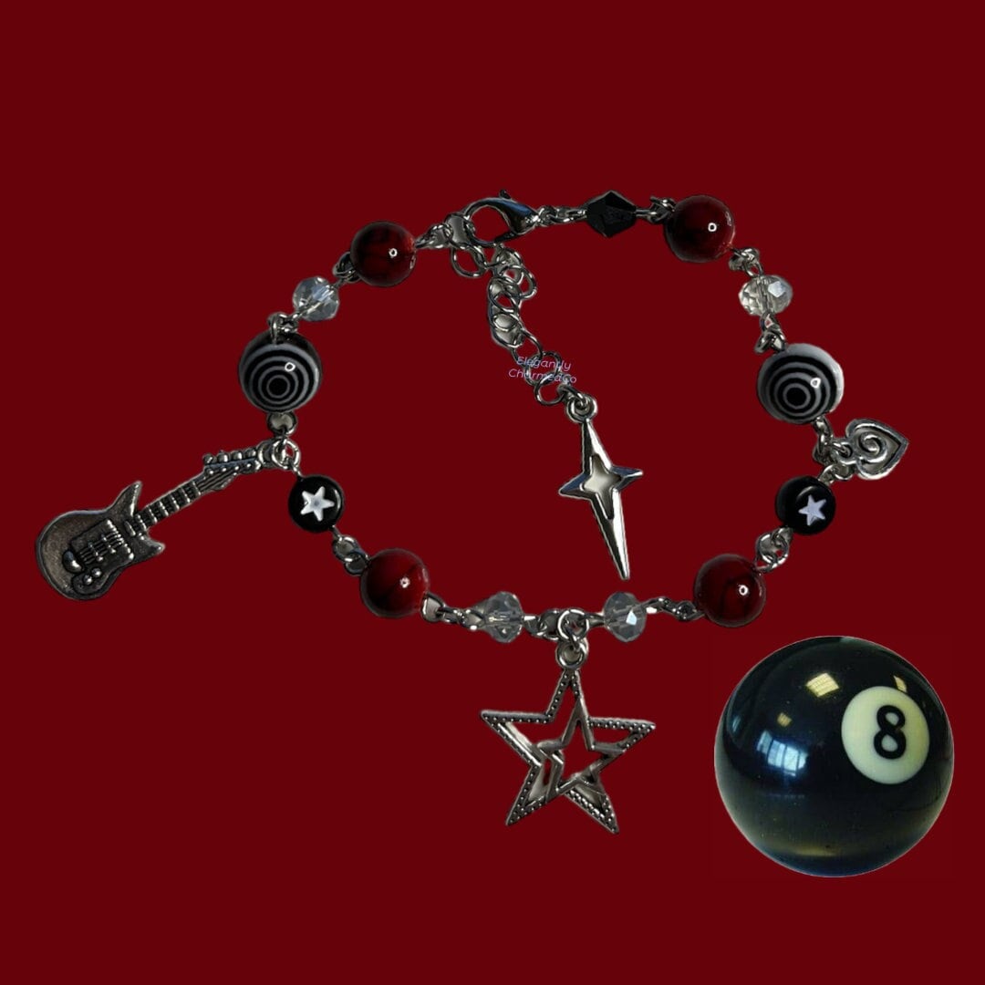 Swirly Dark Red Rockstar Girlfriend Inspired Bracelet - Etsy