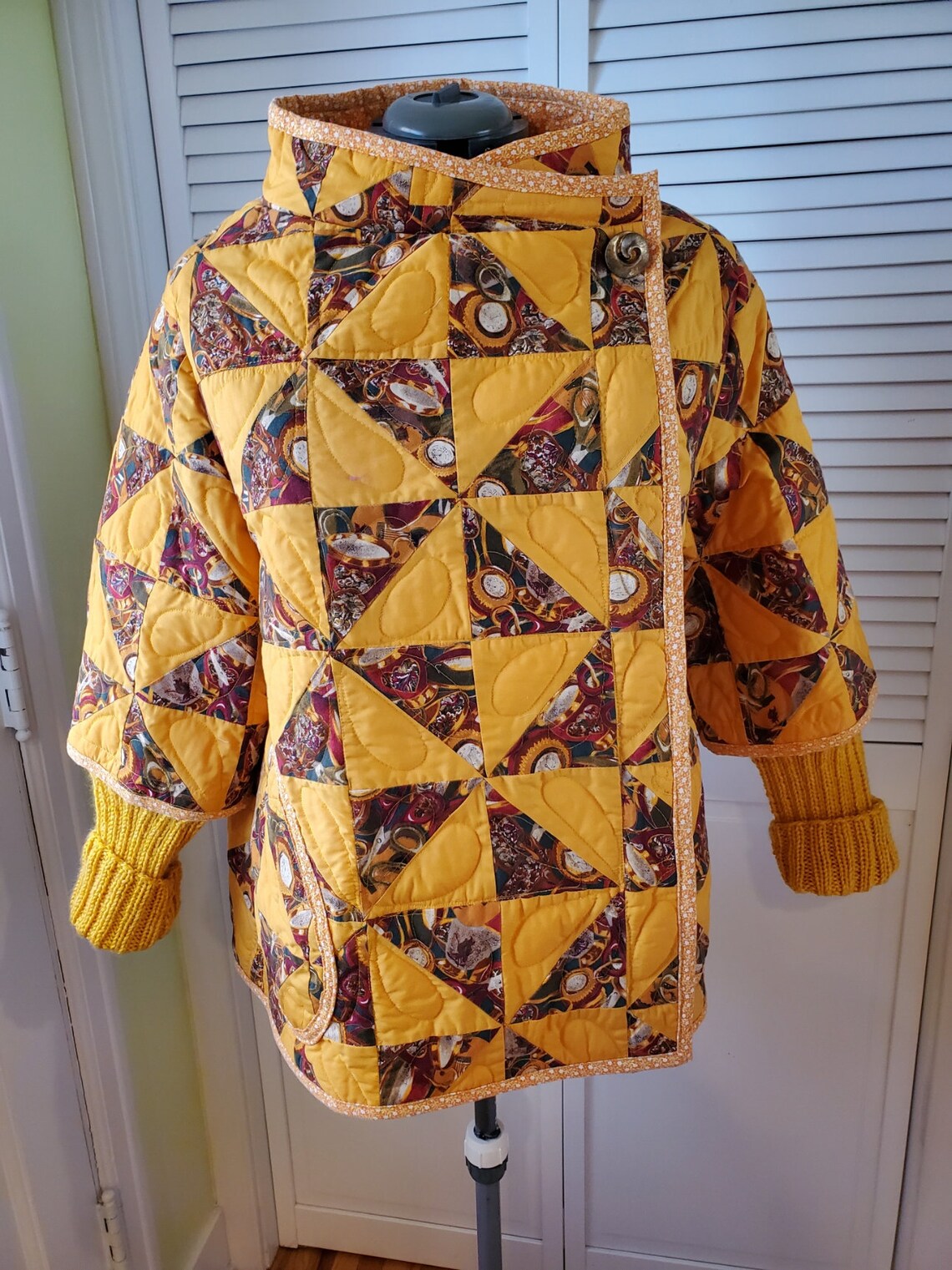 Upcycled Quilt Coat With Hand Embroidered Poppies Back Panel Size M ...