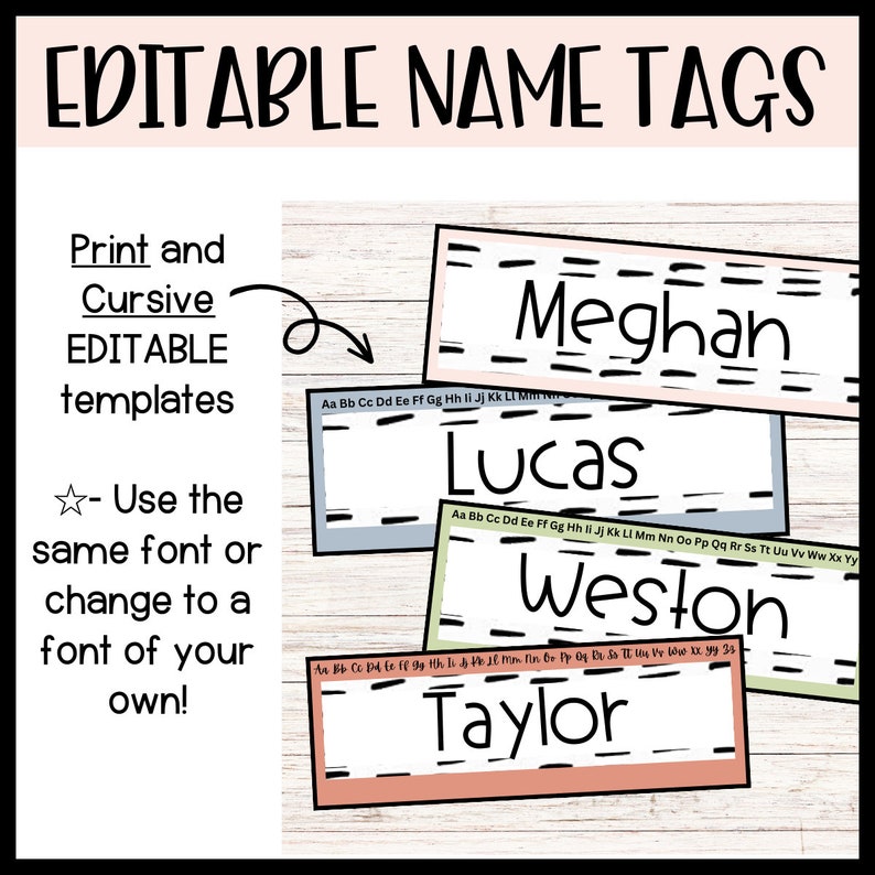 Desk Name Tags for Kids | Boho Calm Color Classroom Decor | Editable ...
