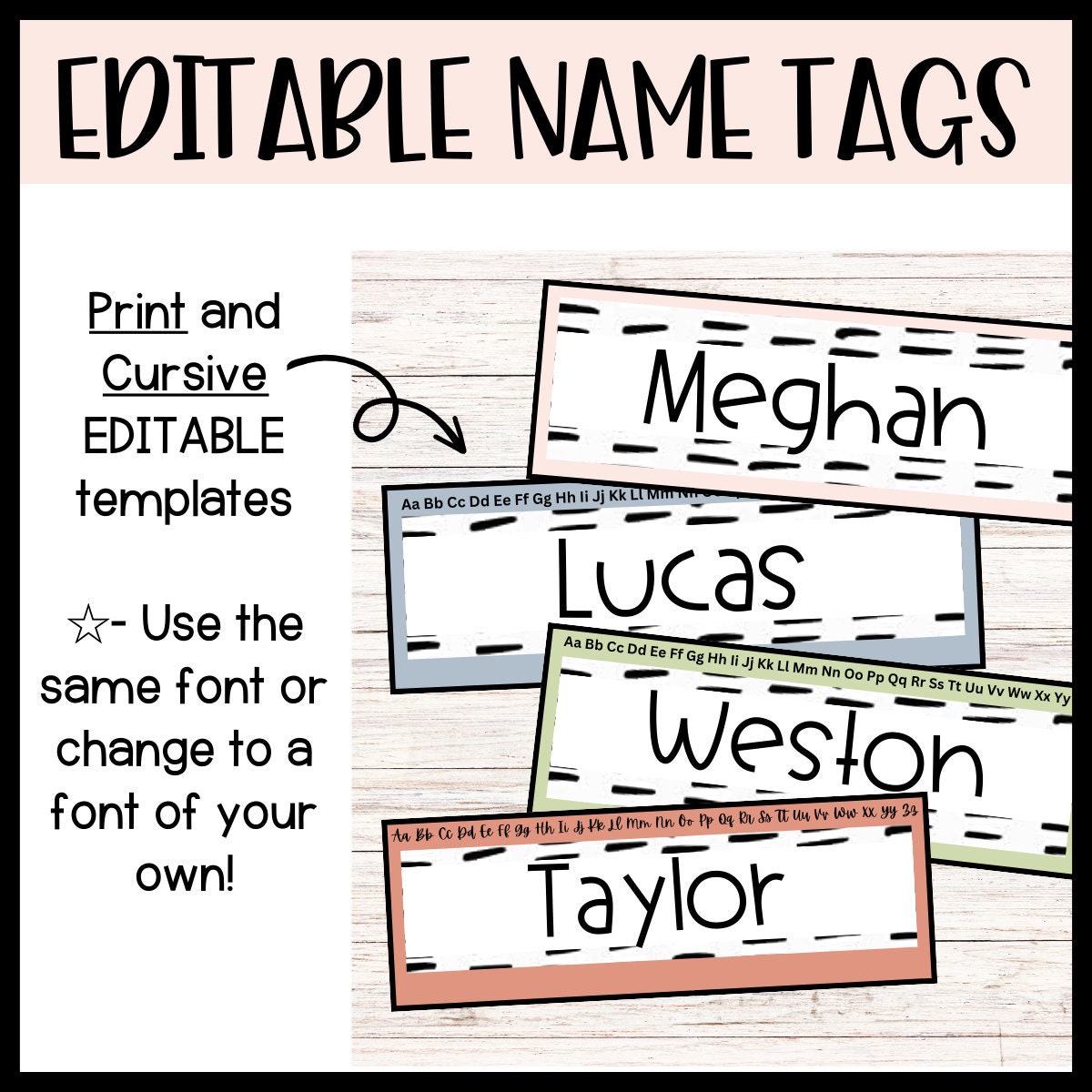 Boho Classroom Desk Name Tags | Editable Student Decor (digital ...