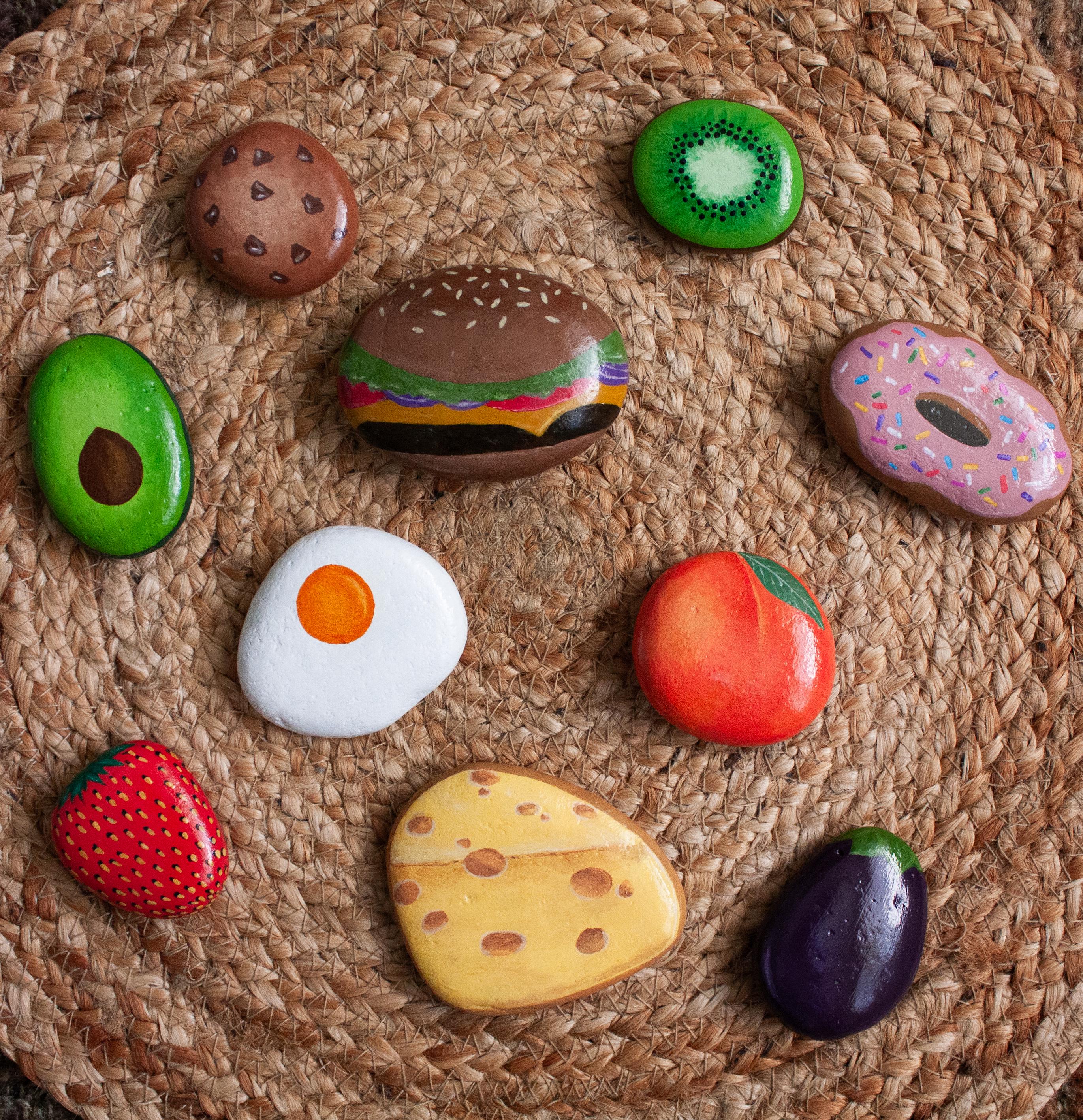 Hand Painted Food Rocks: Mud Kitchen Pretend Play Set - Etsy