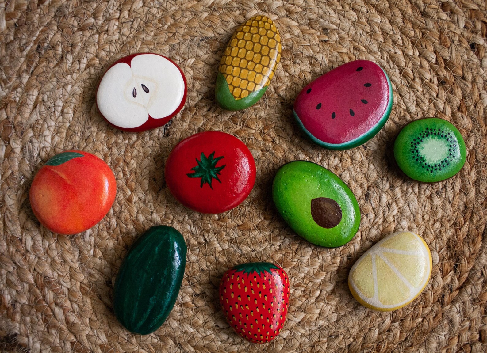 Hand Painted Food Rocks: Mud Kitchen Pretend Play Set - Etsy