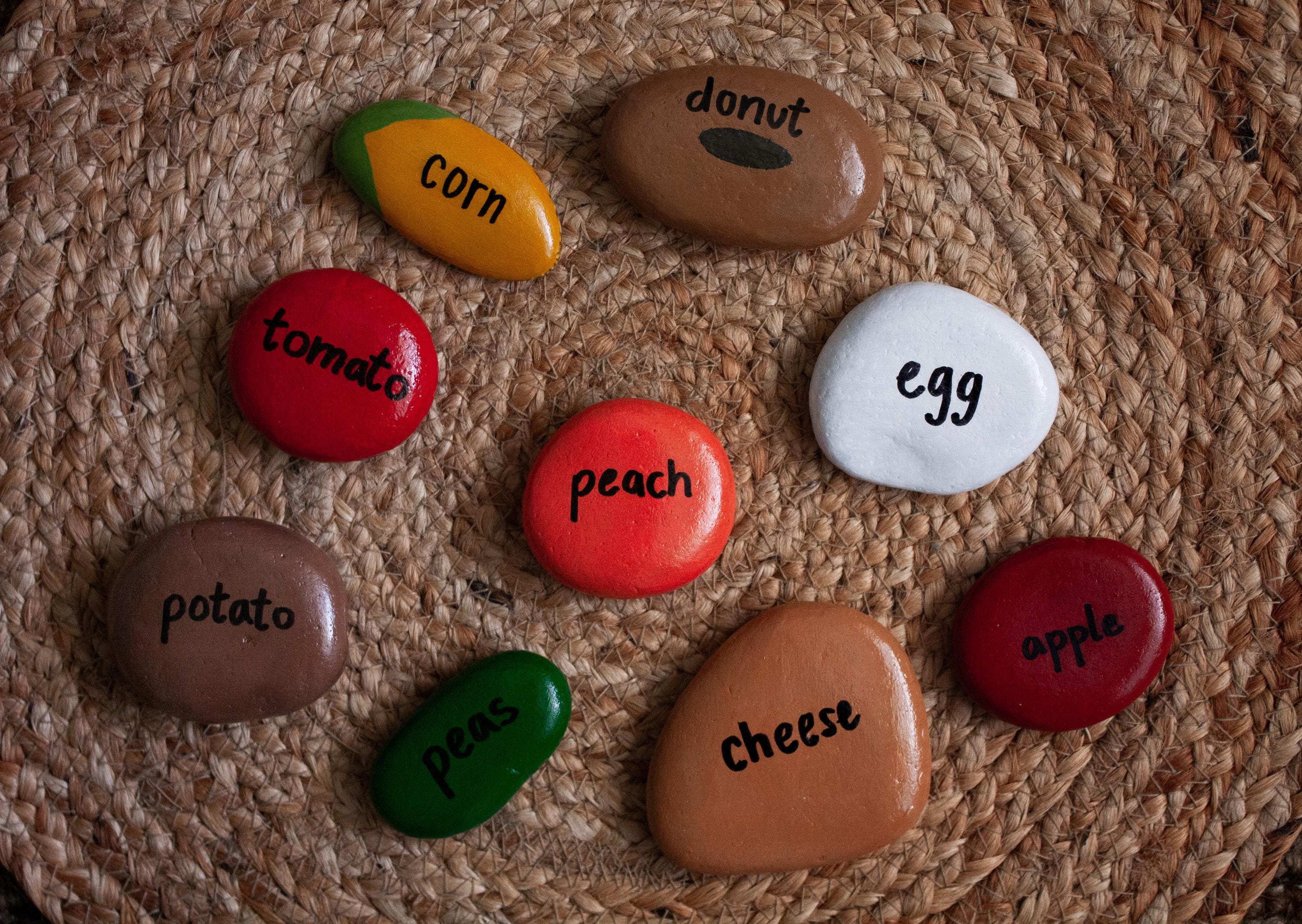 Hand Painted Food Rocks: Mud Kitchen Pretend Play Set - Etsy