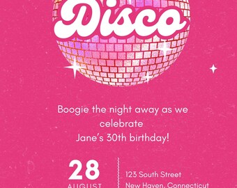 Disco Birthday Party Invitation - Etsy