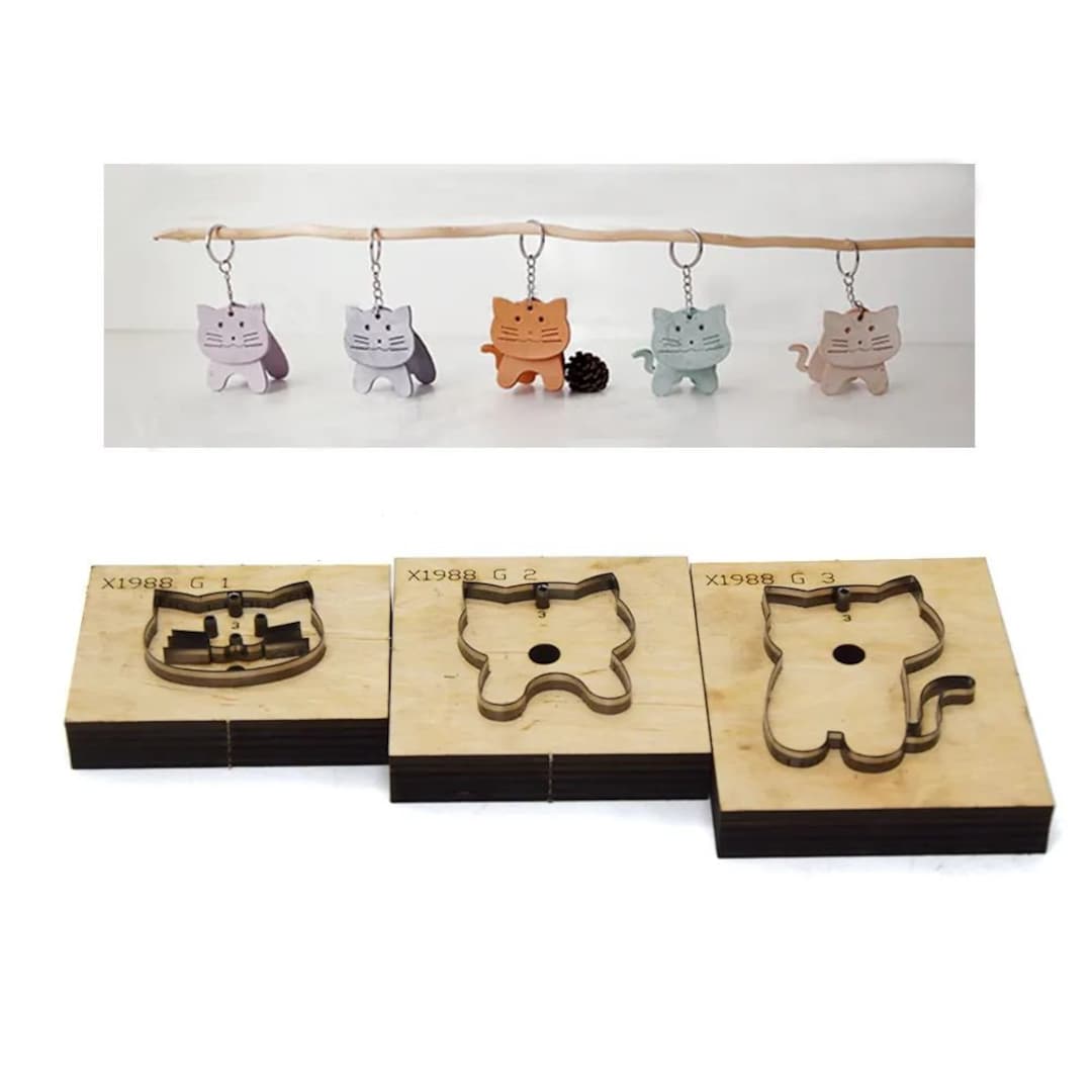 Cute Cat Shape Die Cutting Knife Mold Key Chain Ring Pendant Decoration ...