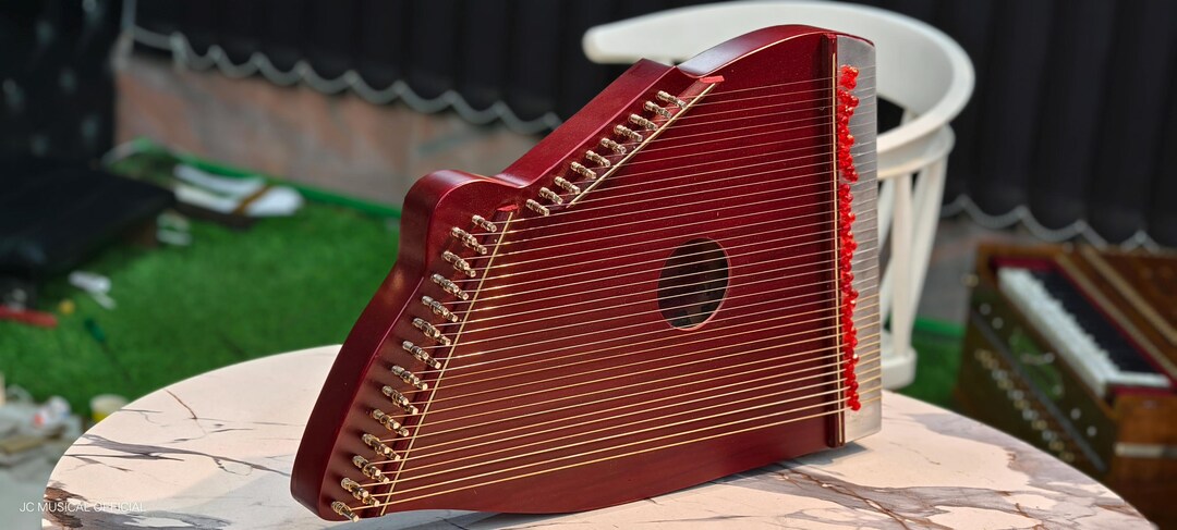 Mahogany Swarmandal: 36-string Indian Harp With Hardcase - Etsy