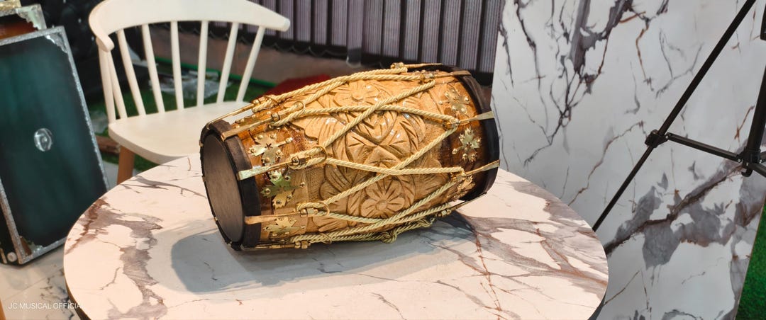 Sheesham Wood Dholak: Professional Indian Drum With Natural Glossy ...