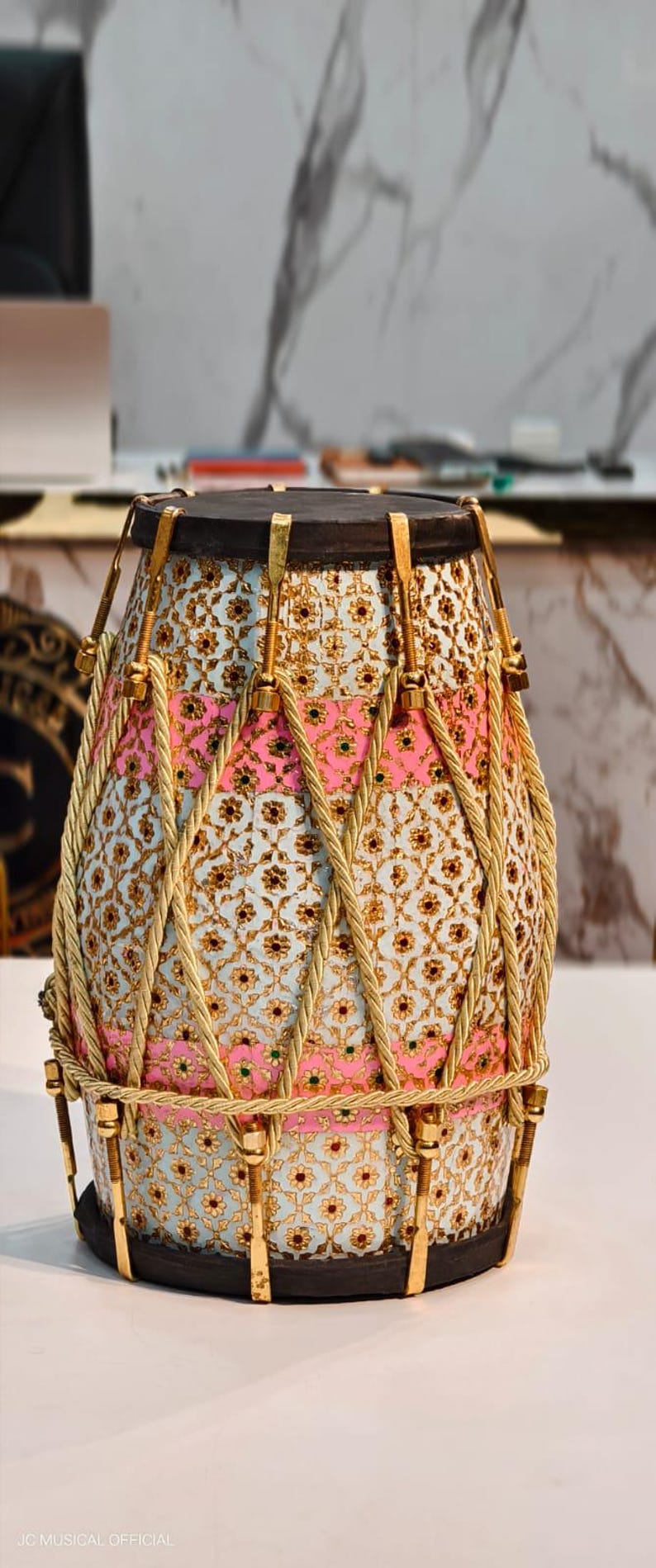 Professional Sheesham Wood Dholak: Carving, Golden Nut Bolt Tuning ...