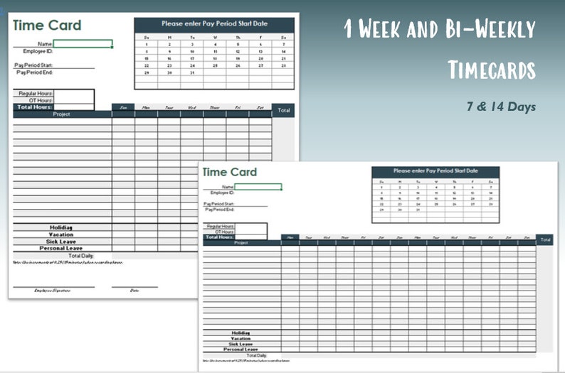 Weekly & Bi-weekly Timecard - Etsy