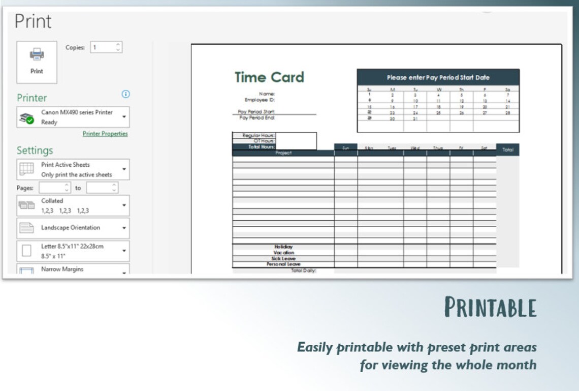 Weekly & Bi-weekly Timecard - Etsy