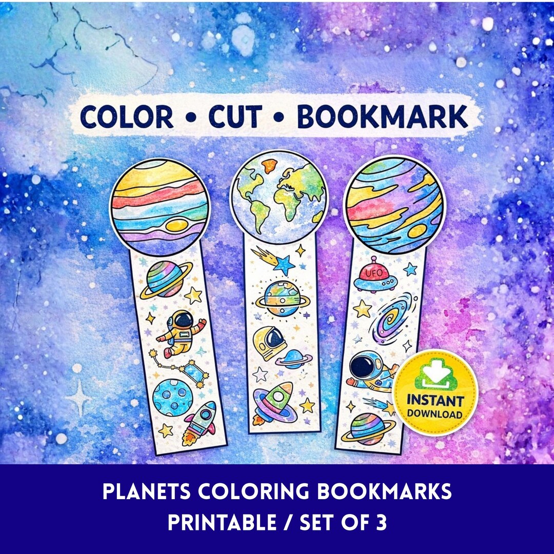 Planet Coloring Bookmarks Printable PDF – Space & Solar System Kids ...