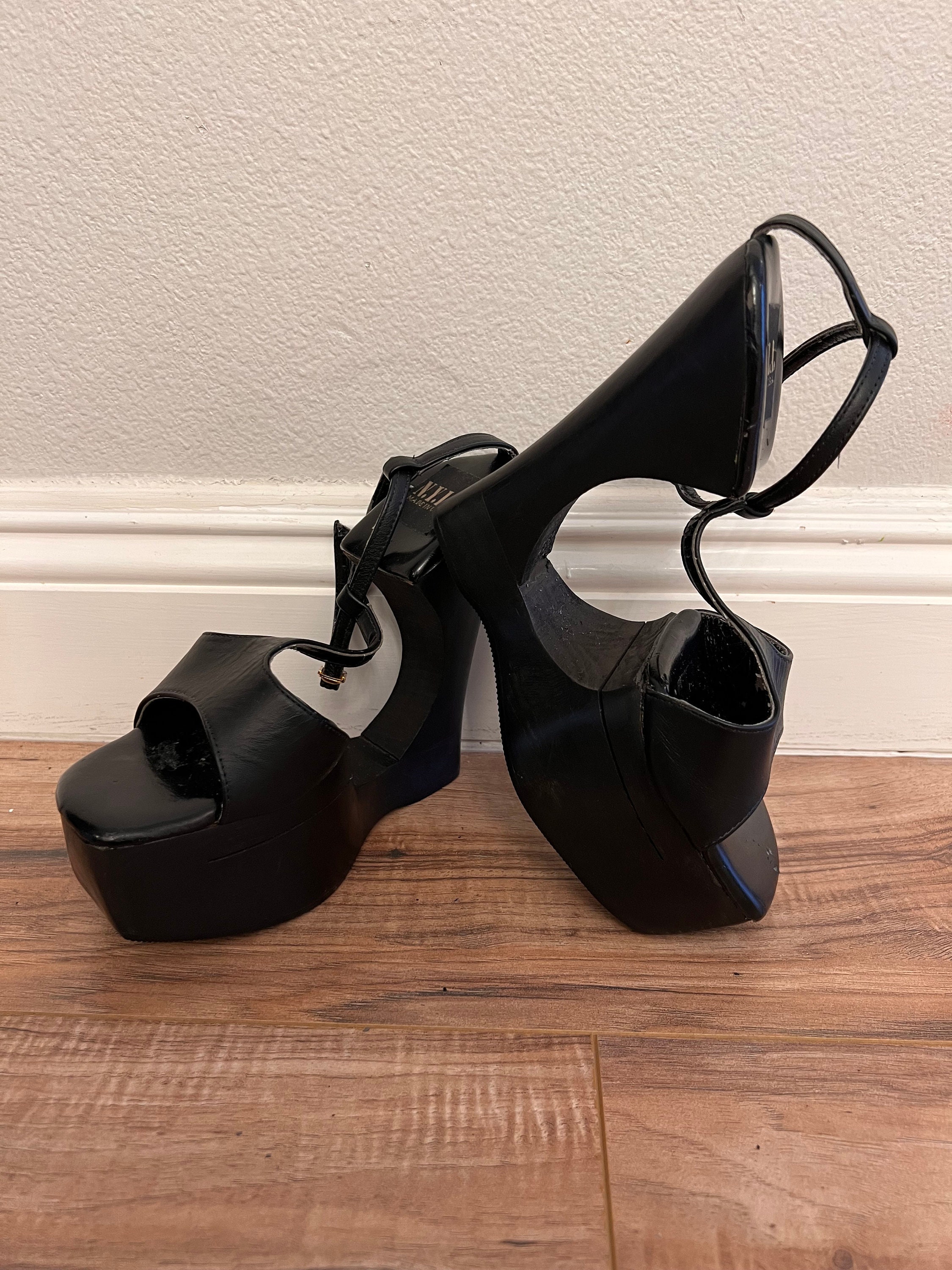 Vintage 90s Y2K N.Y.L.A. Black Illusion Platform Heels - Etsy
