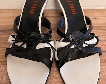 Vintage 90s Y2K Miu Miu Black and White Kitten Heels - Etsy Vintage 90s Y2K Miu Miu Black and White Kitten Heels - Etsy