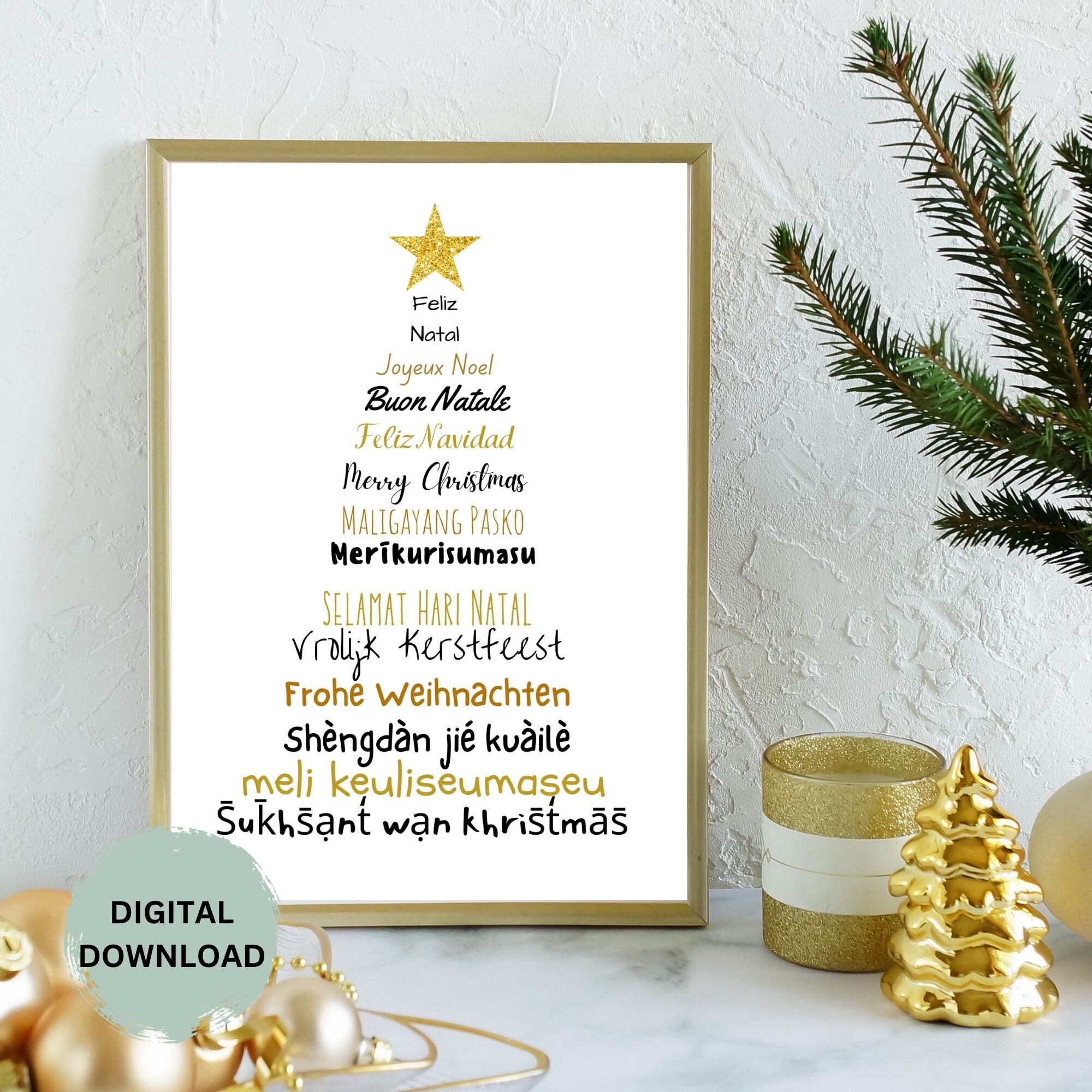 Merry Christmas in Different Languages Wall Art Home Decor - Etsy