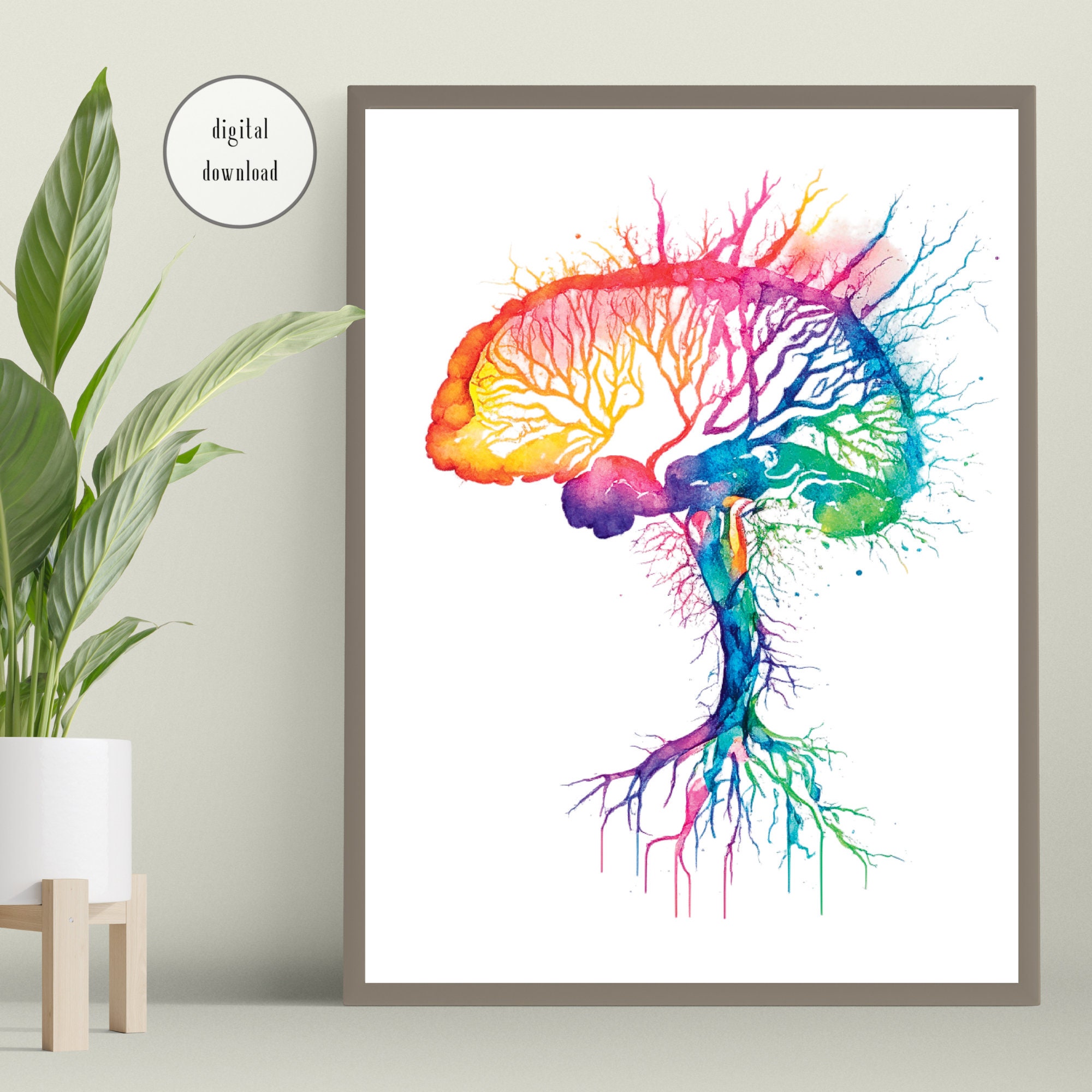 Nervous System. Wall Art. Watercolour. Digital Download. Decor. - Etsy