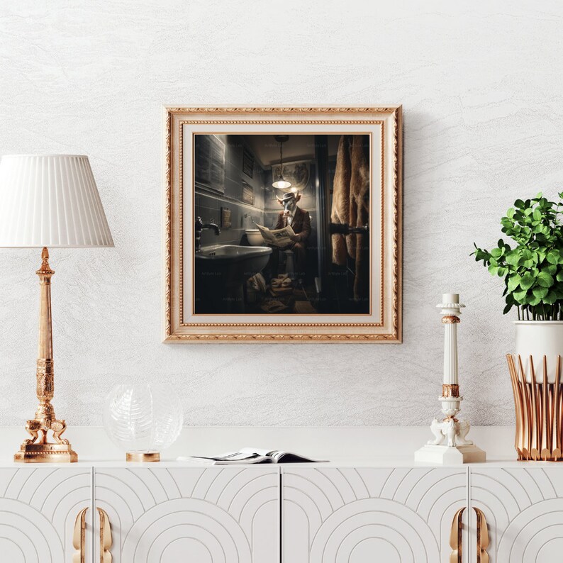 Bull Reading Newspaper Print, DIGITAL DOWNLOAD, Digital Art, Wall Art ...