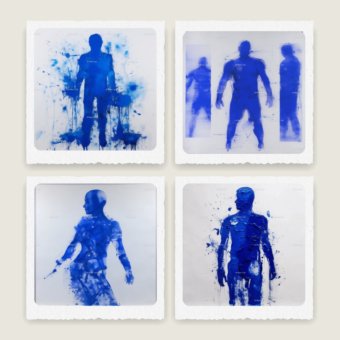 Blue Human Silhouette Performance Art Collection, DIGITAL DOWNLOAD ...