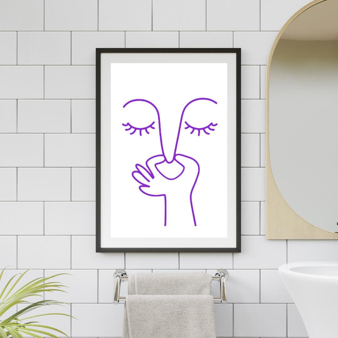 Funny Bathroom Line Art Printable, Minimalist “holding Nose” Wall Art ...