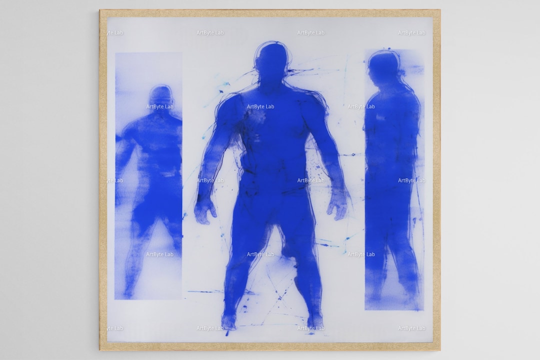 Blue Human Silhouette Performance Art Collection Digital - Etsy