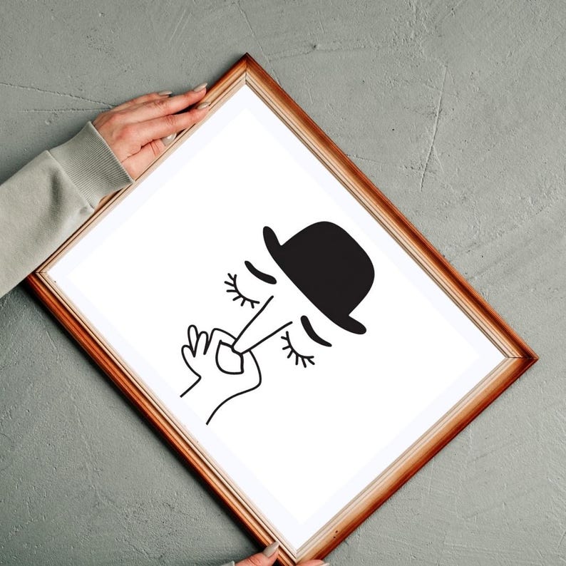 Funny Plugging Nose Bathroom Printable, Black and White Line Art Wall ...