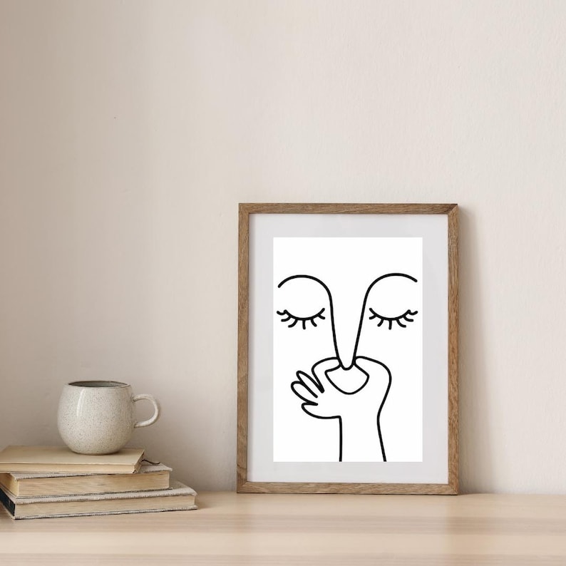 Funny Nose Holding Wall Art Printable – Minimalist Bathroom Digital ...