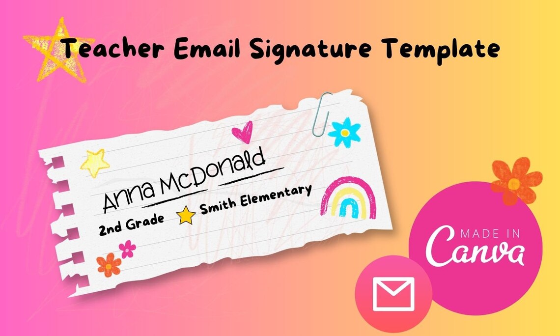 Teacher Email Signature Template Custom Email Signature Cute Teacher ...