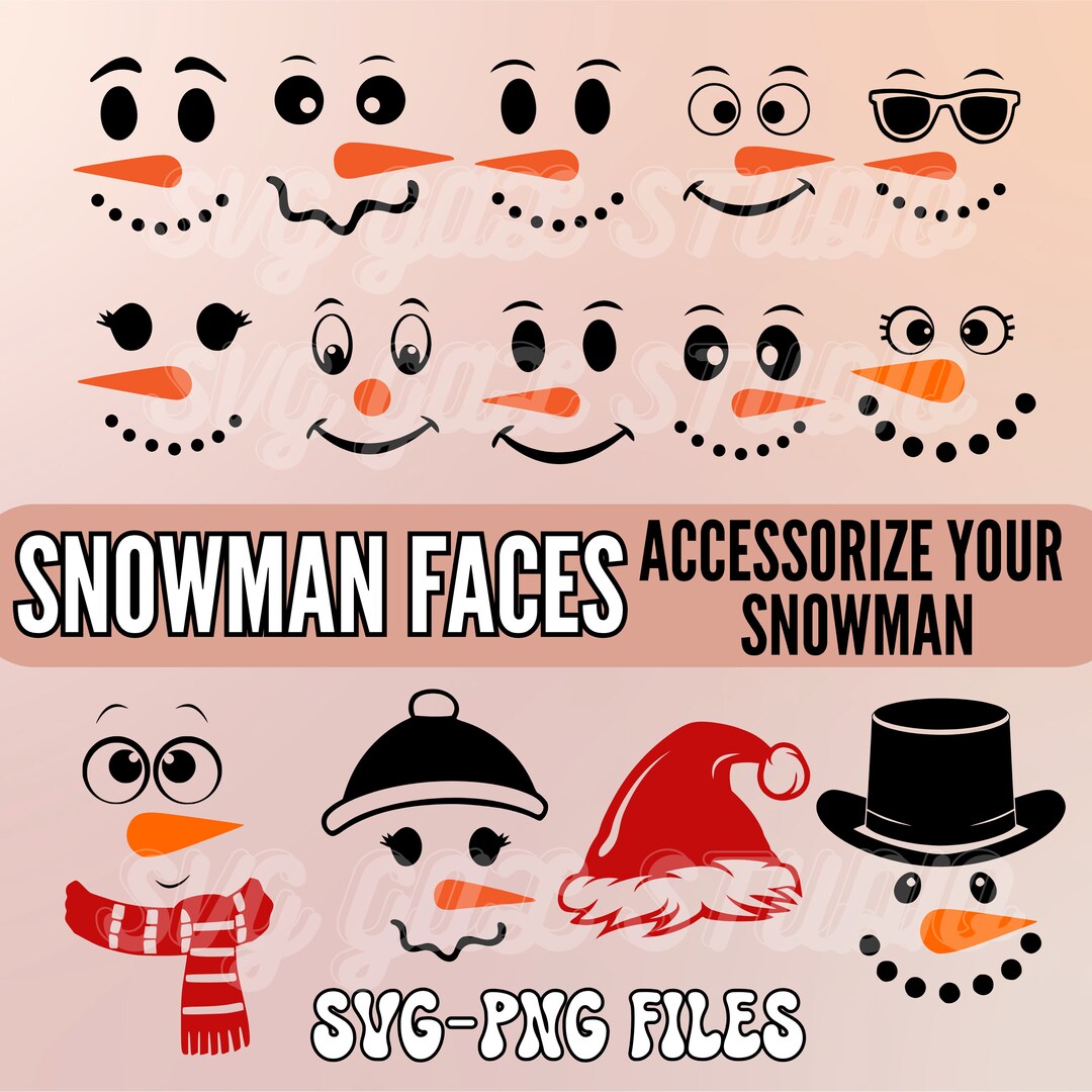 Snowman Face SVG Big Bundle Snowman SVG Snowman Clipart Christmas Svg ...