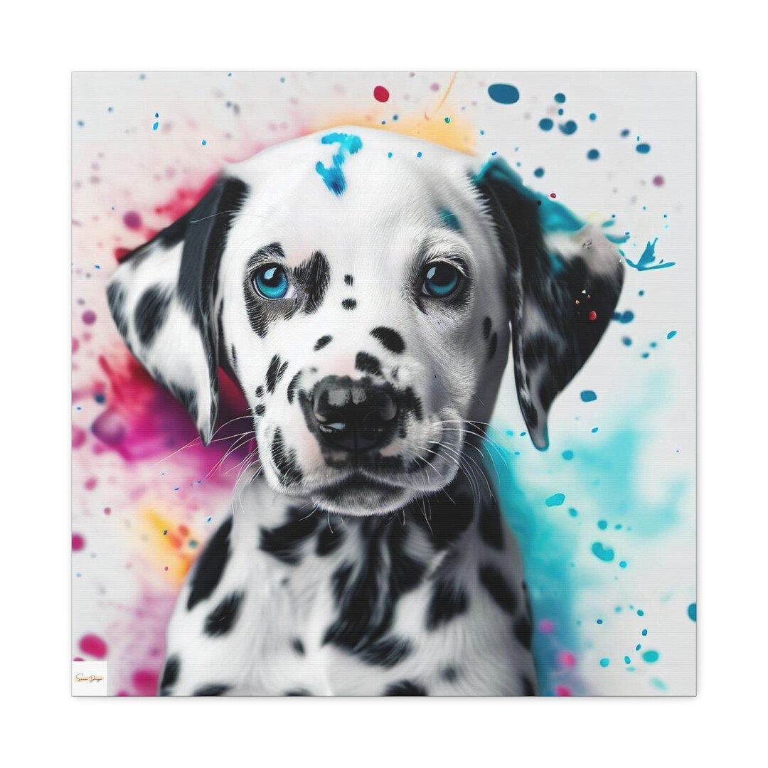 Dalmatian Puppy. Dog. Splatter Paint. Picture, Canvas, Wall Art. Bar ...