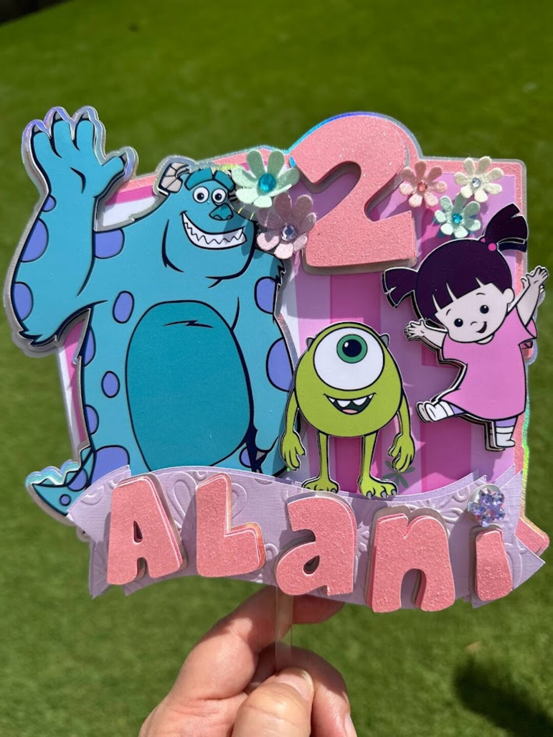 Monsters Inc Inspired Cake Topper With 3dflowers - Etsy