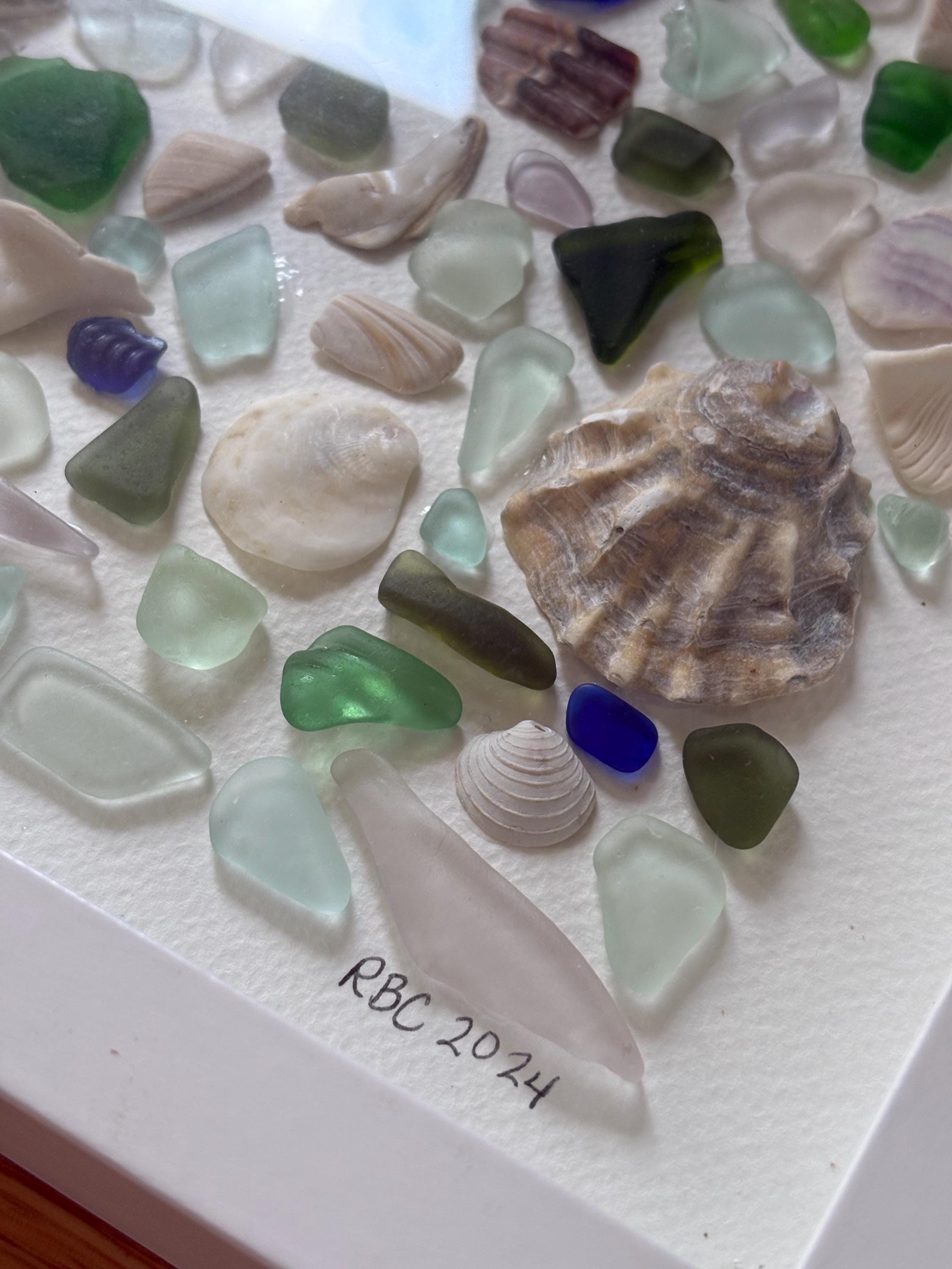 Natural and Rare Pastel Colored Sea Glass Framed Shadow Box Wall Decor ...