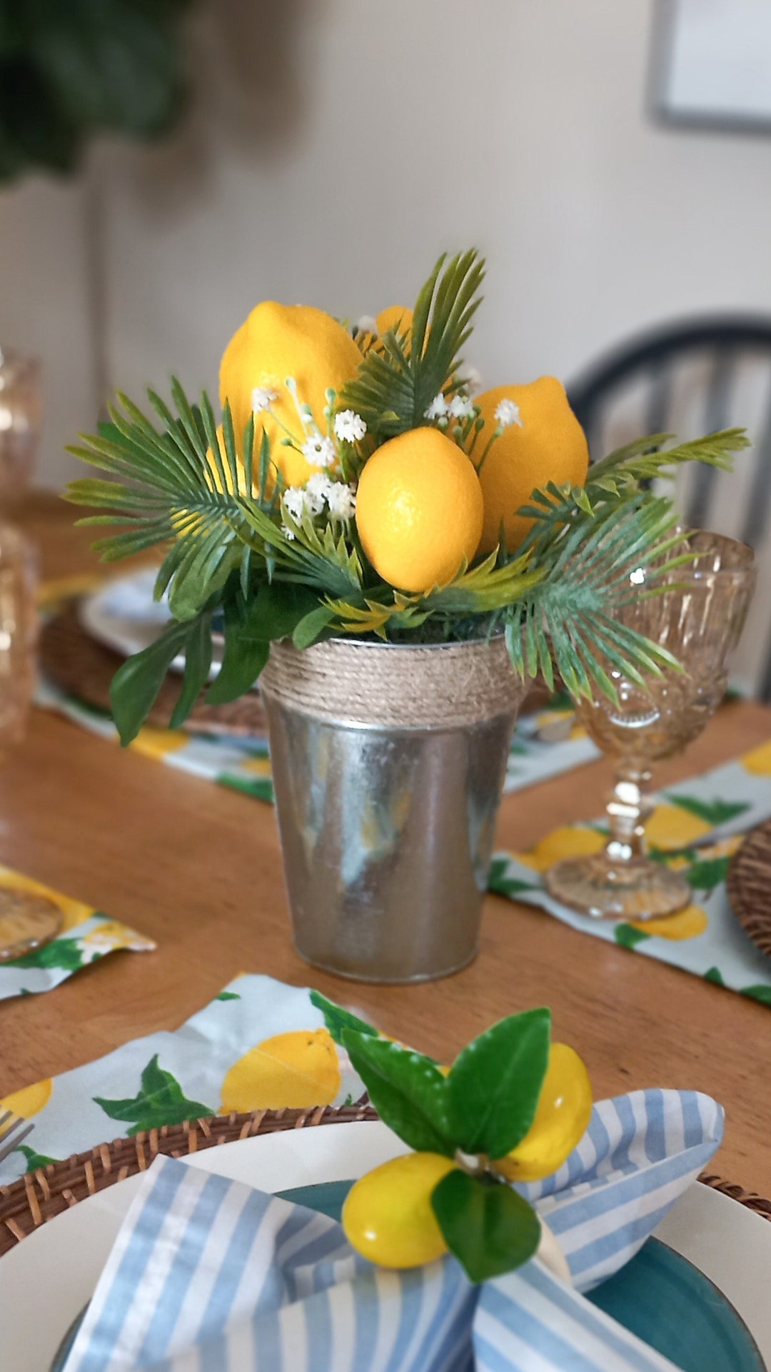 Tropical Lemon Arrangement for Centerpiece Dinning Decor and ...