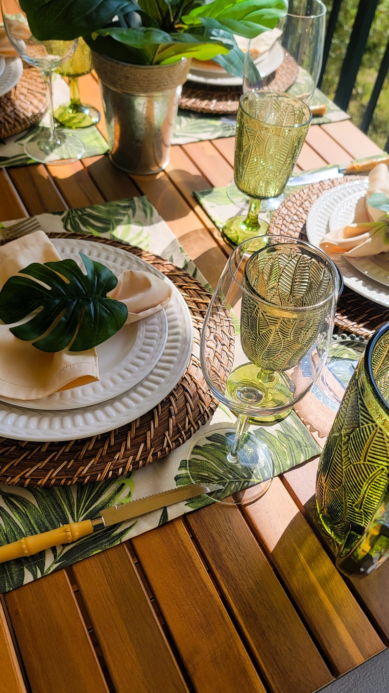 Tropical Table Linen Set / Monstera Table Linen / Tropical Tablescape ...
