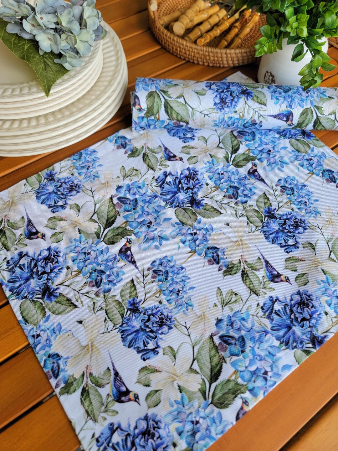 Hydrangea Placemat, Spring Table Dinner, Blue Floral Dinner - Etsy