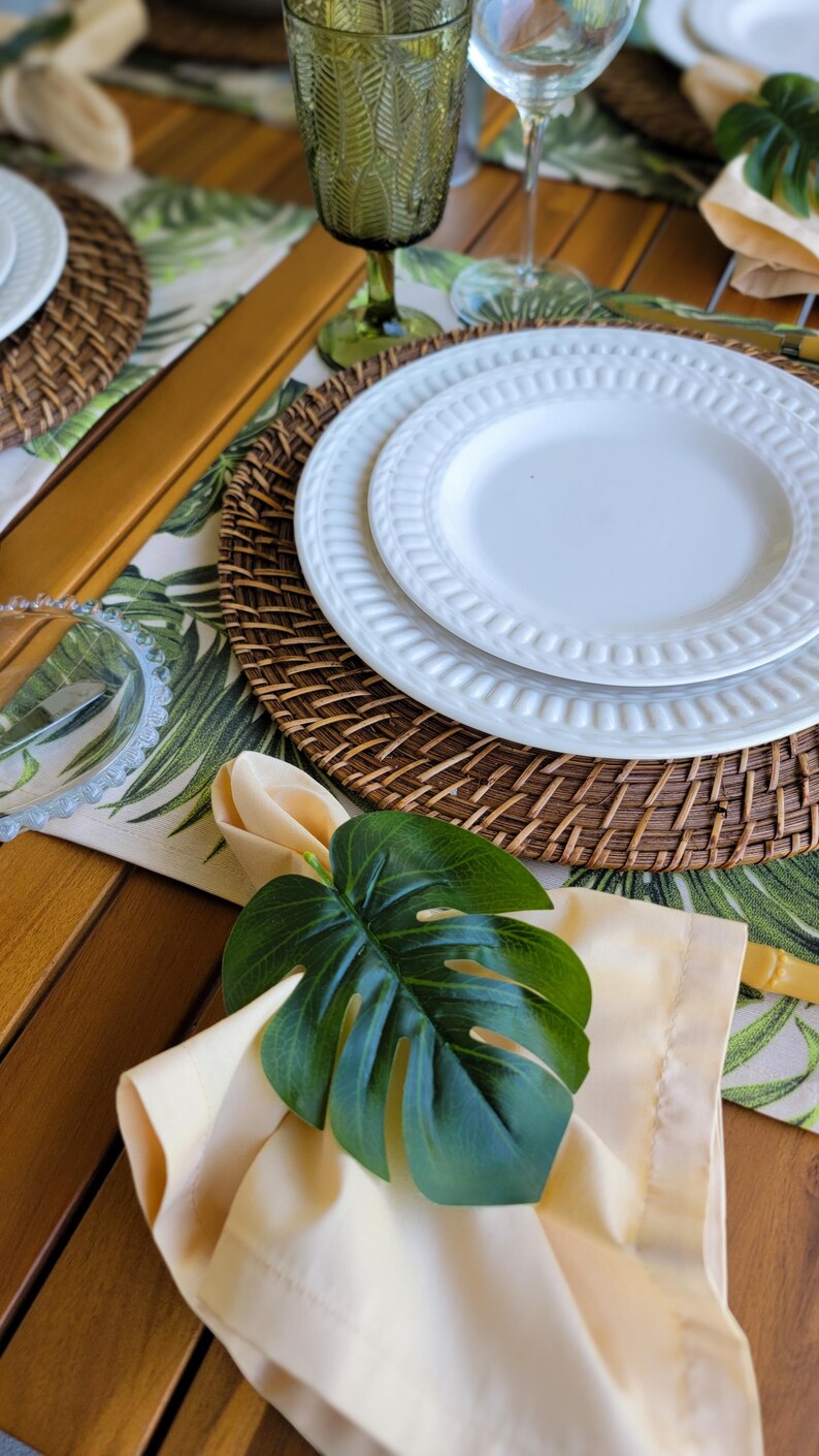 Tropical Table Linen Set / Monstera Table Linen / Tropical Tablescape ...