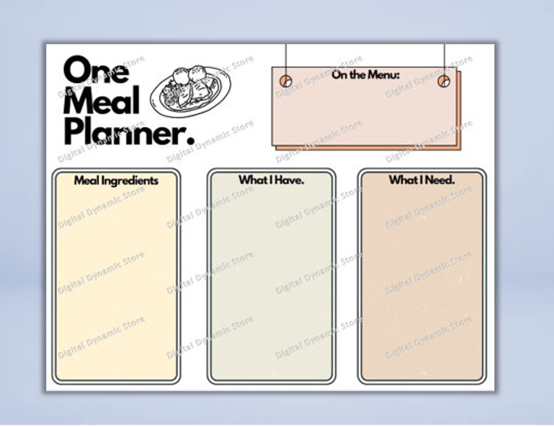 One Meal Planner - Instant Download - Etsy