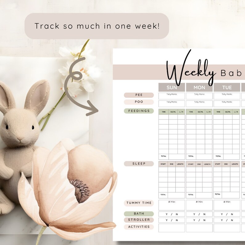 Printable Baby Care Log for Weekly Tracking digital Download - Etsy
