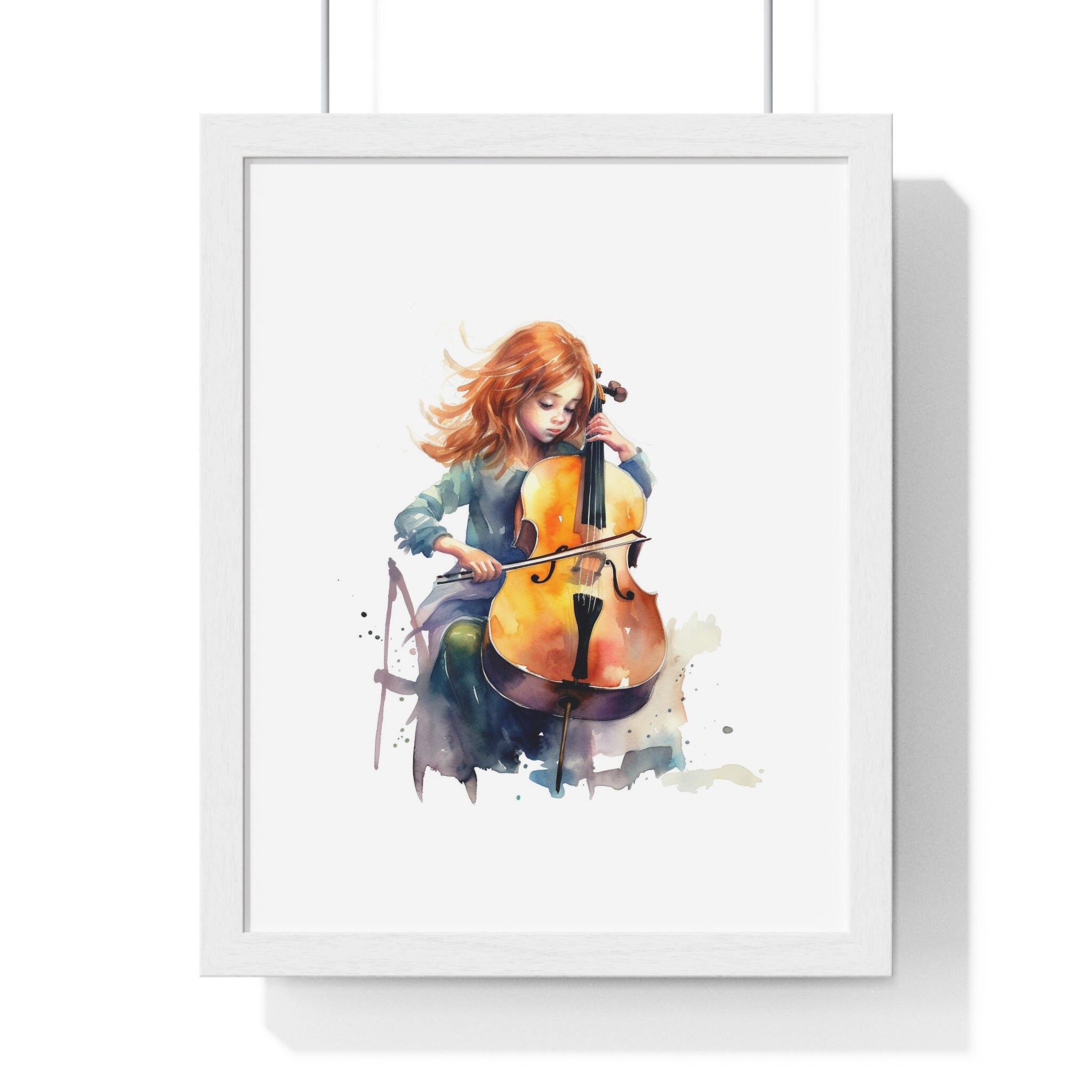 Cute and Elegant Cello Player Wall Art - Framed Music Poster of a Girl ...