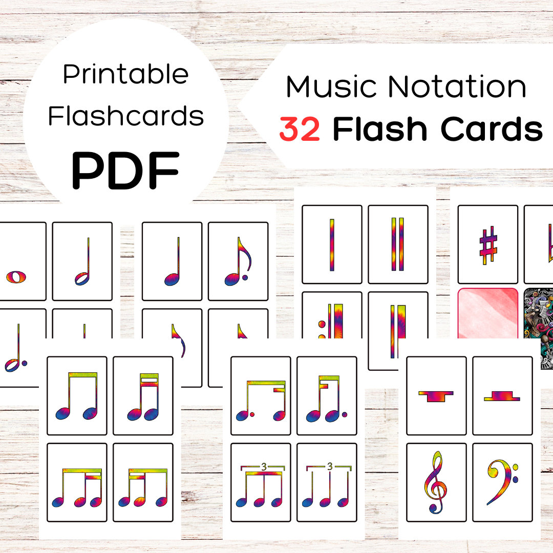 Music Notation 32 Flash Cards Printable PDF - Etsy