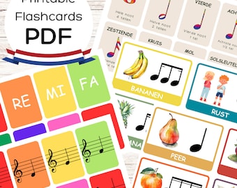 Dutch Music Notes Flash Cards - Printable PDF Educational Resource - Etsy