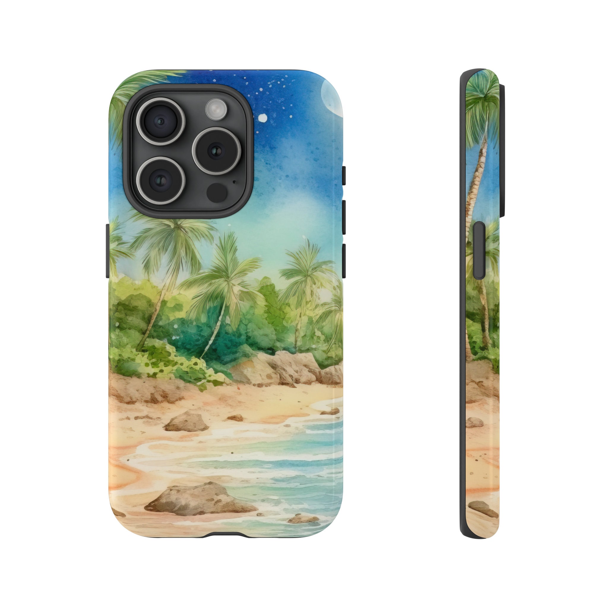 Aesthetic Tropical Beach Palm Tree Tough Phone Case for iPhone 15, 14 ...