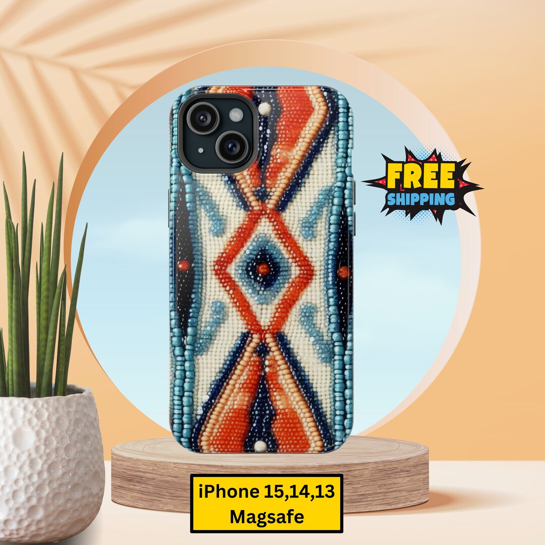 Native American Bead Magsafe Tough Case, for iPhone 15, Pro Plus, 15 ...