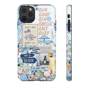 Summer Beach Phone Case, Seashell Tropical Collage Inspired Cover ...