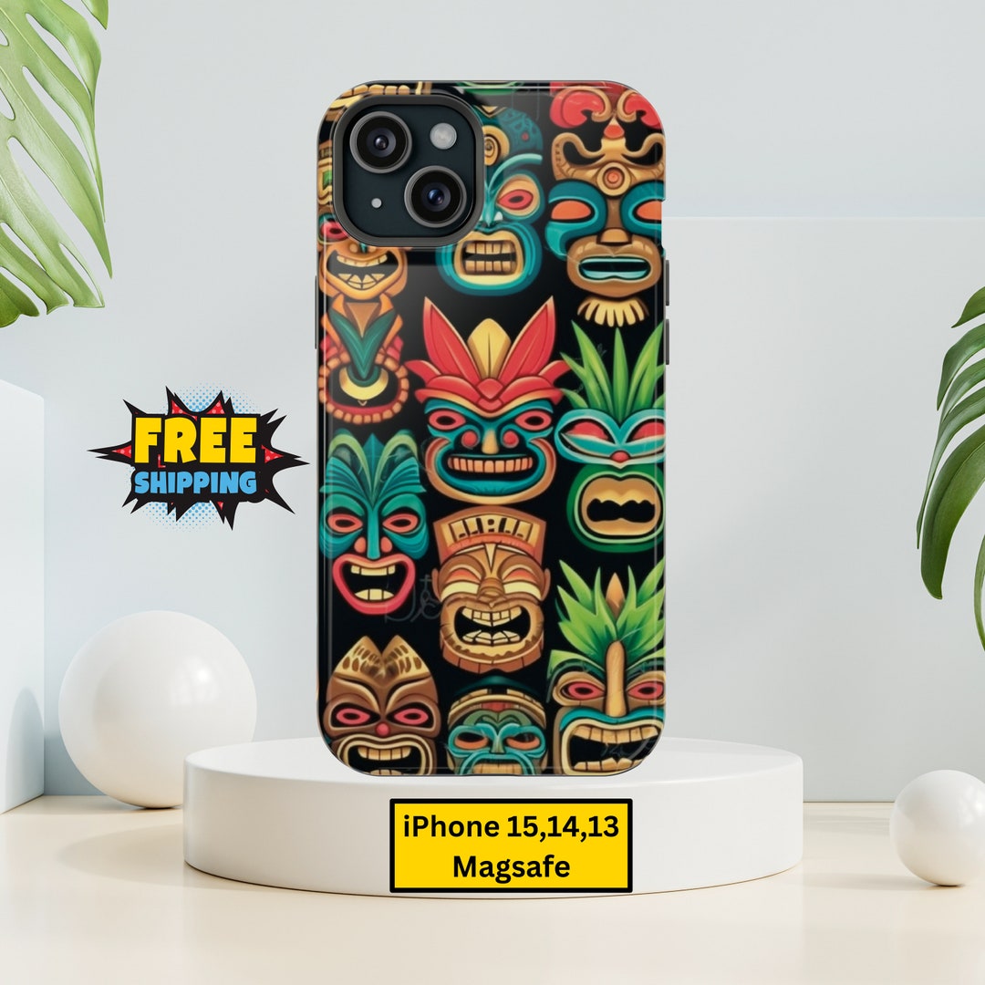 Polynesian Hawaiian Tiki Masks Phone Case for iPhone 15 Pro Plus Pro ...
