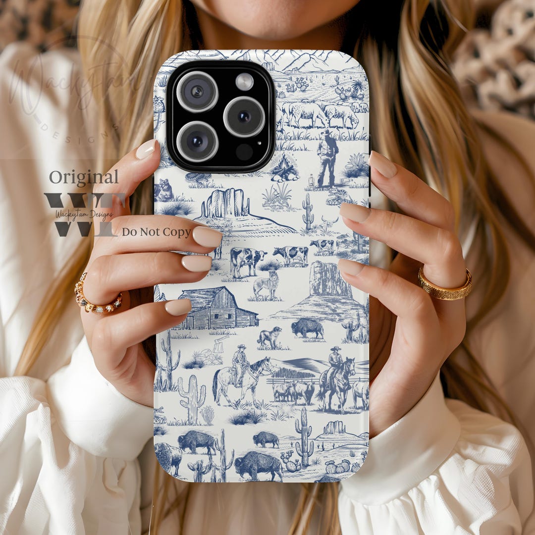 Western Toile iPhone Case | Vintage Cowboy Ranch Scene | Retro ...