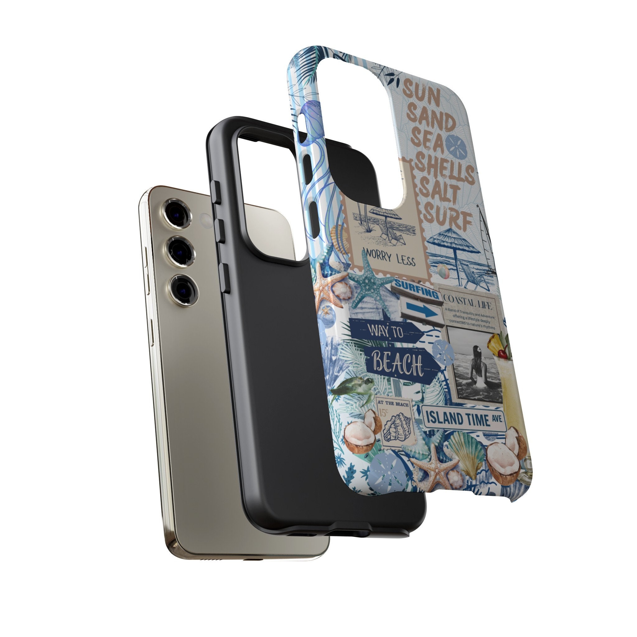 Summer Beach Phone Case, Seashell Tropical Collage Inspired Cover ...